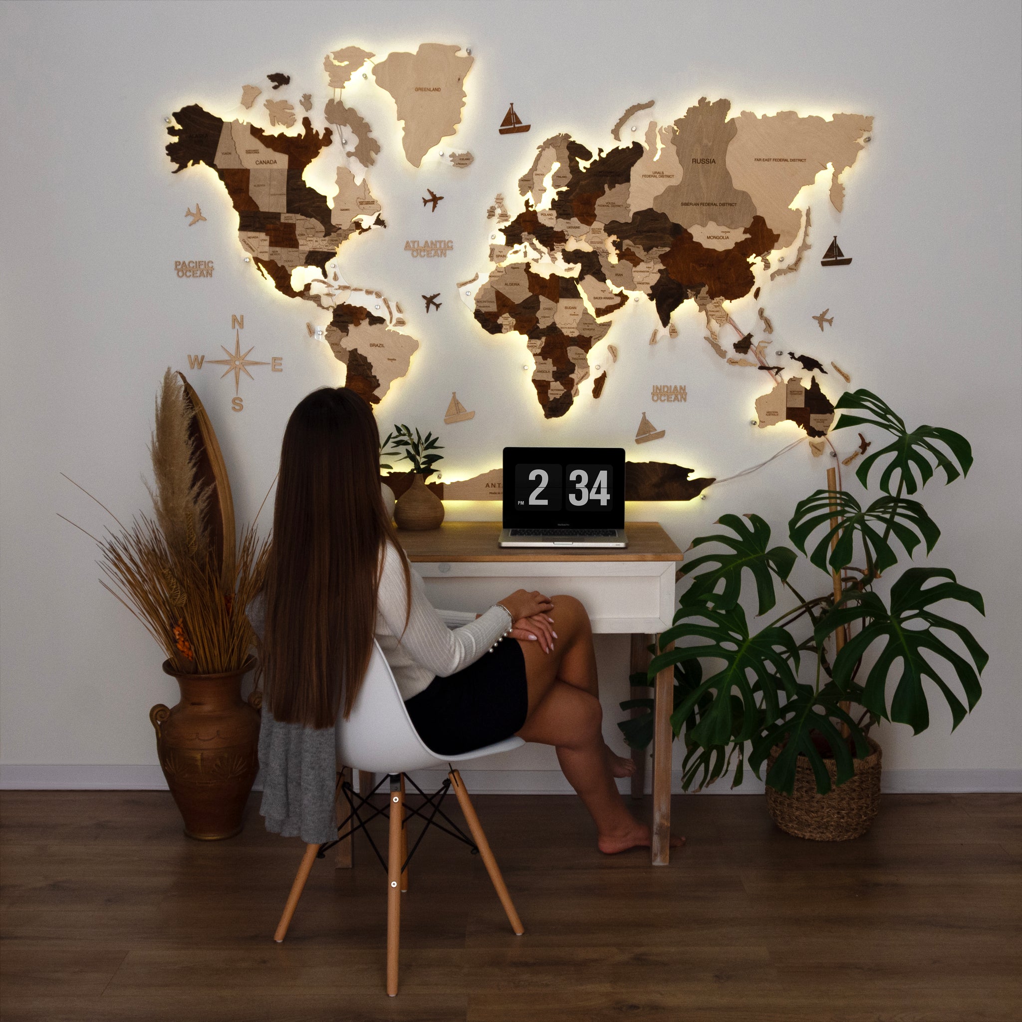 3D LED Wooden World Map – Decowood Map