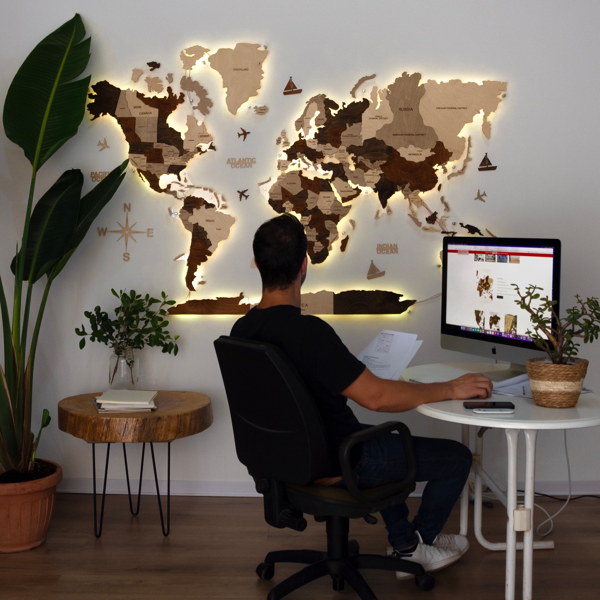 3D LED Wooden World Map – Decowood Map