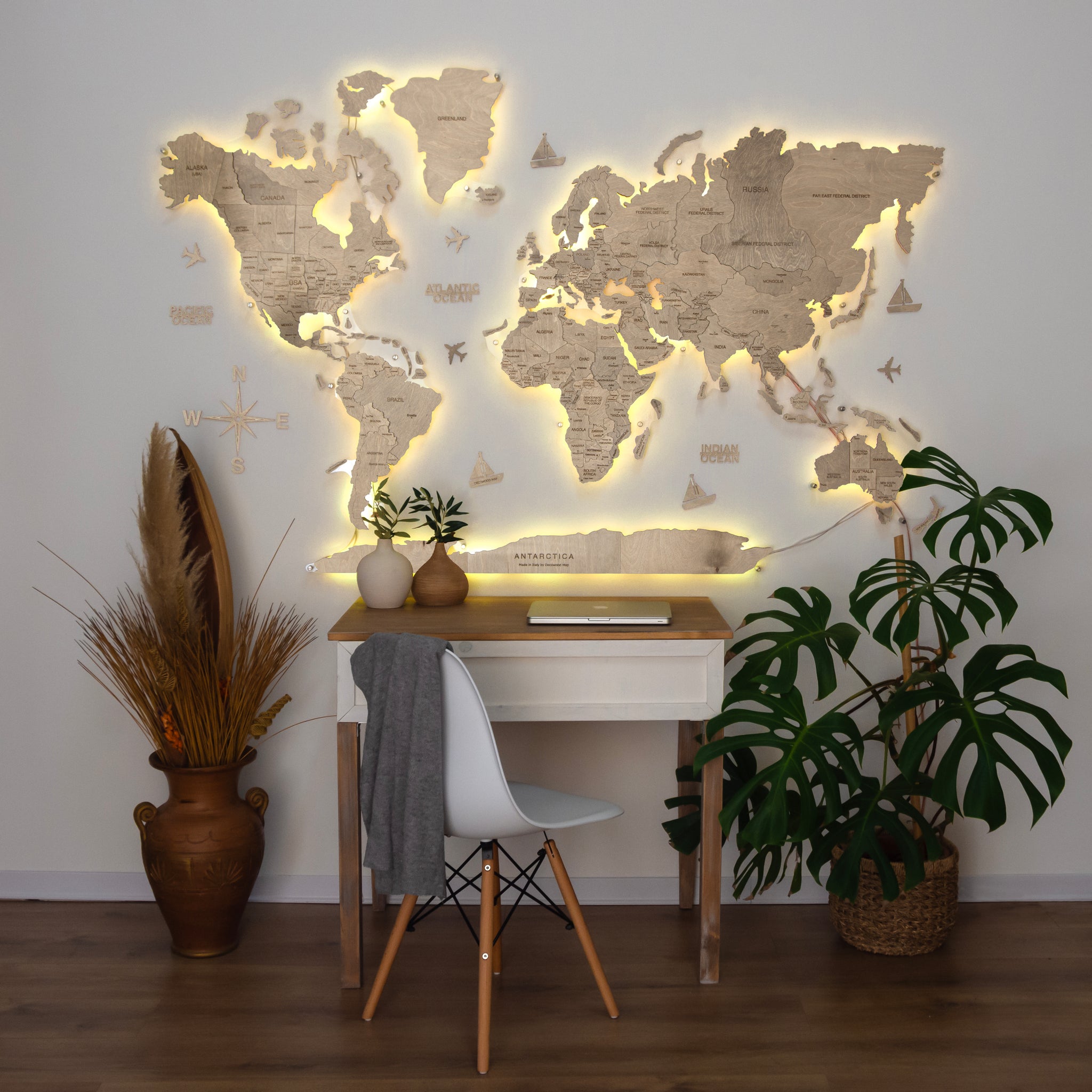 3D LED Wooden World Map – Decowood Map